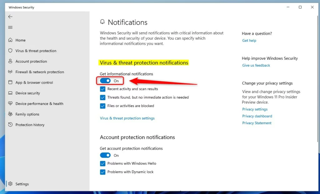 So aktivieren oder deaktivieren Sie Benachrichtigungen zum Viren-und ...