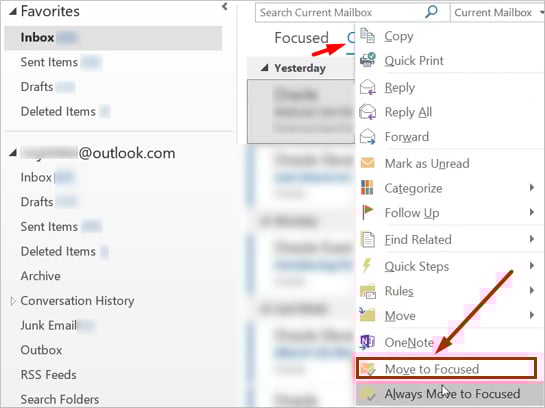 Cómo habilitar/deshabilitar la bandeja de entrada enfocada en Outlook - All Things Windows