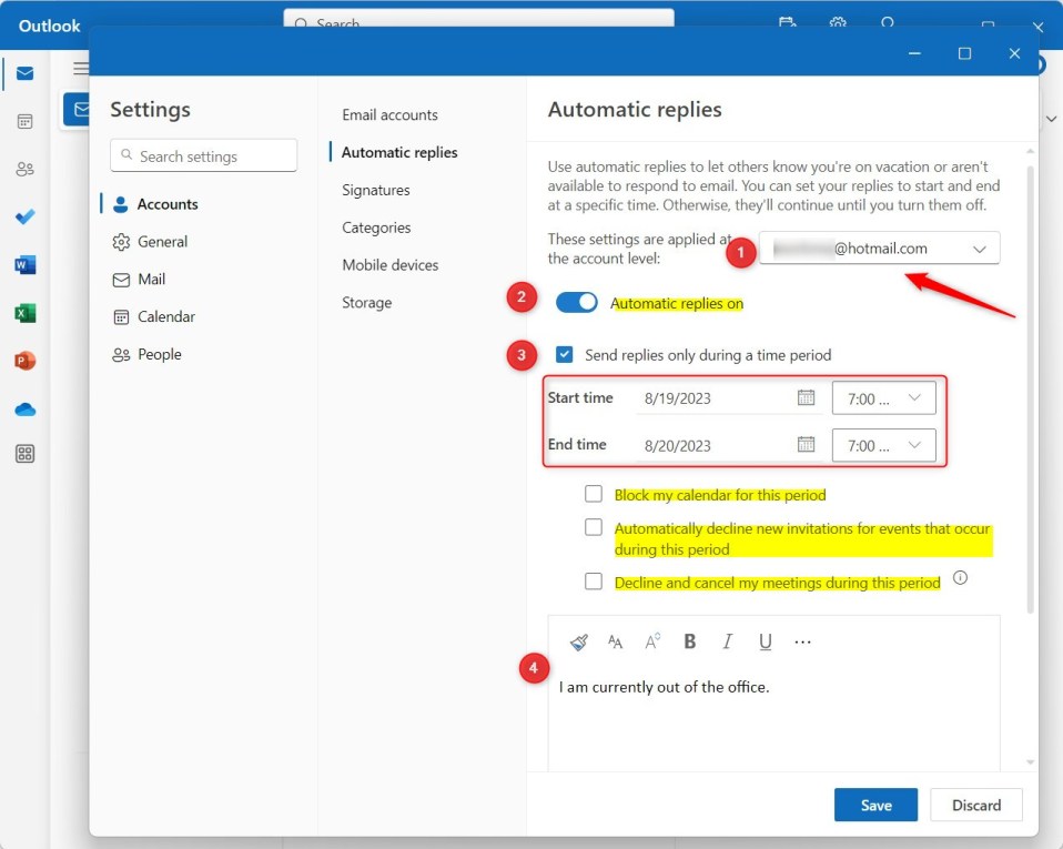 Cómo activar o desactivar fuera de la oficina en la aplicación de Outlook en Windows 11 - All ...