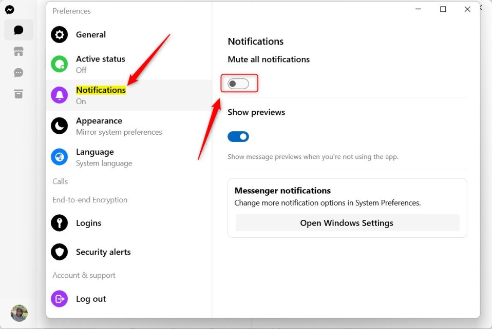 Cómo activar o desactivar las notificaciones en Messenger en Windows 11 - All Things Windows