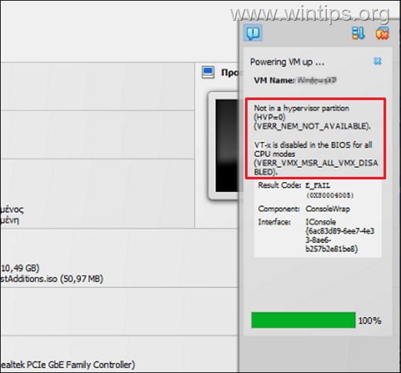 REVISIÓN: No en una partición de hipervisor, VT-x está deshabilitado en BIOS en VirtualBox ...