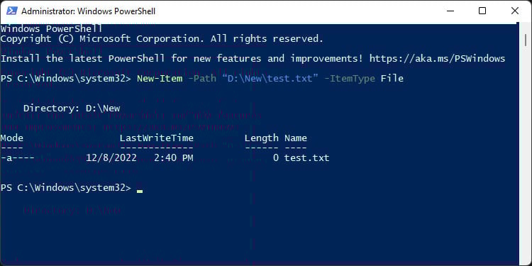 Fájl létrehozása a PowerShell Commandban - All Things Windows