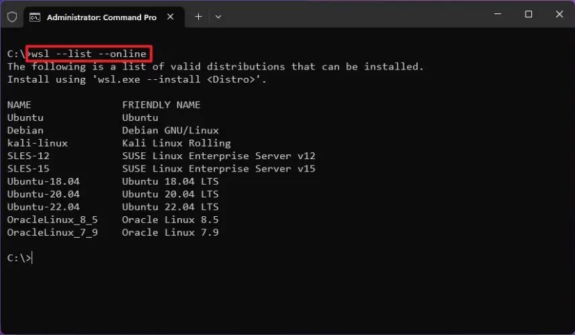 Cara melihat distro WSL Linux untuk diinstal di Windows 11 - All Things Windows