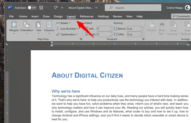 Come modificare il layout di un documento in Microsoft Word - All Things Windows