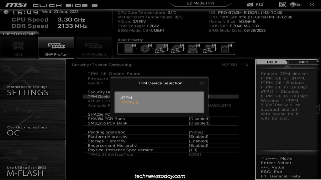MSI BIOS で TPM を有効にする方法 - All Things Windows