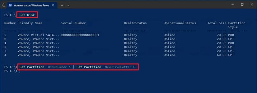 Cara menukar huruf pemacu menggunakan PowerShell pada Windows 10 - All Things Windows