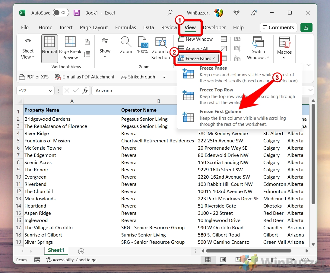 Hvordan fryse en rad eller kolonne i Excel-ark - All Things Windows
