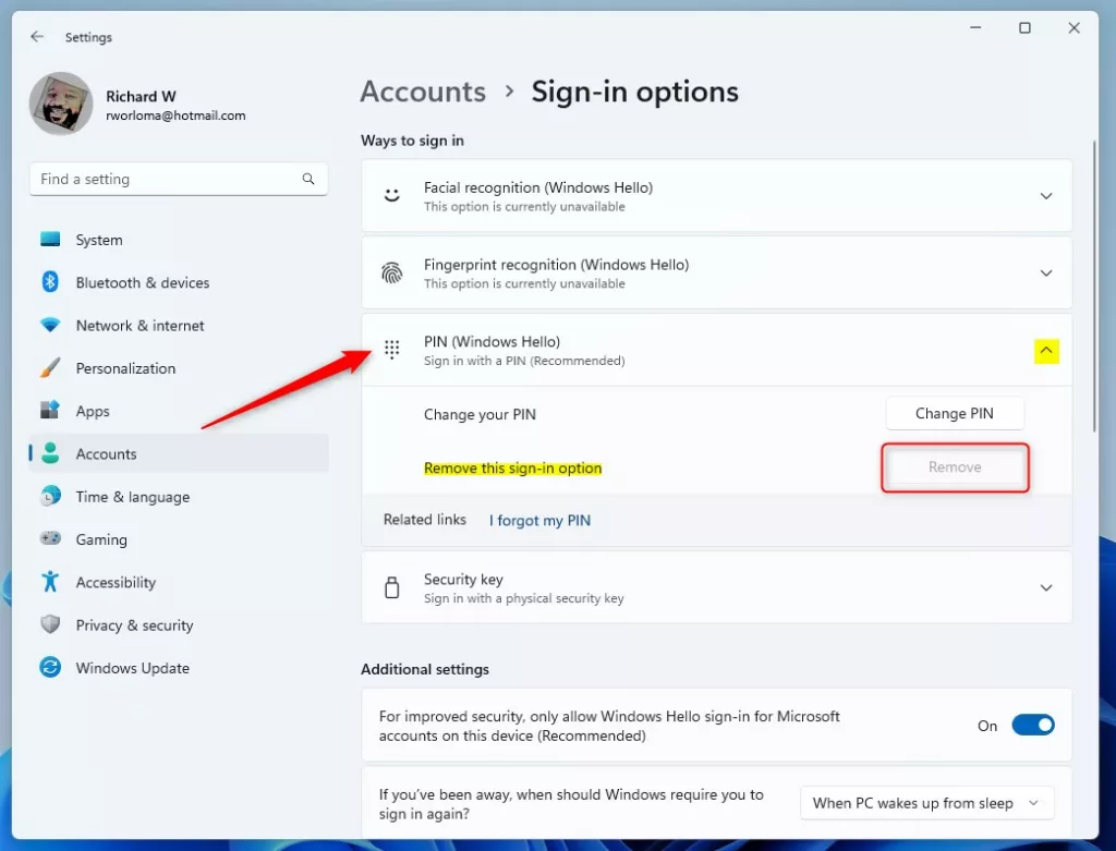 Jak naprawić wyszarzony przycisk Usuń PIN w systemie Windows 11 - All Things Windows