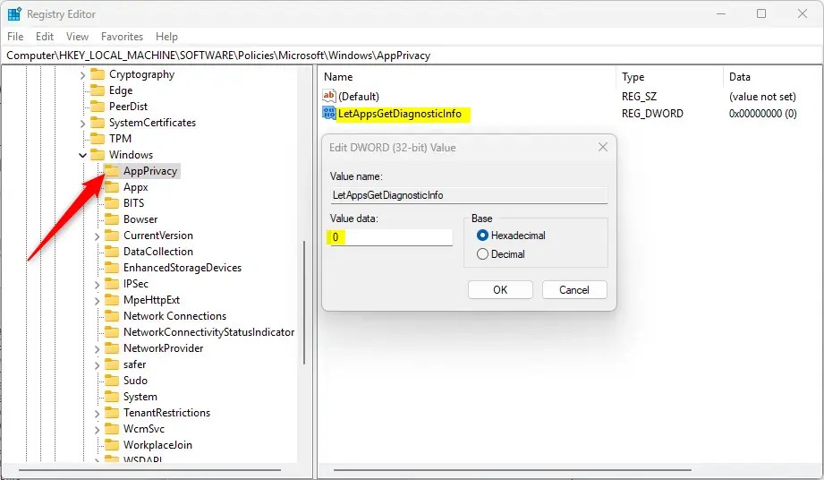 Aktivera eller inaktivera App Diagnostics Access i Windows 11 - All ...