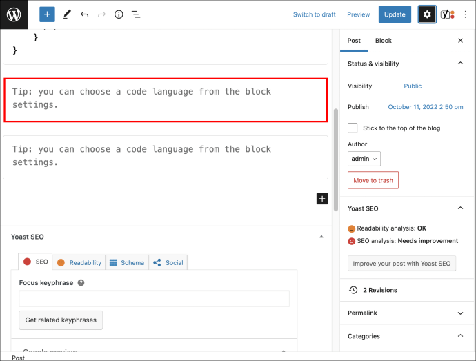 Como usar blocos de código no WordPress - All Things Windows